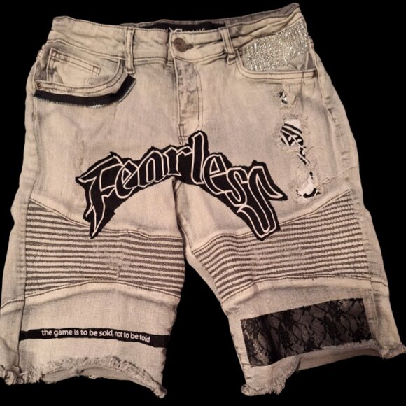Shorts | Upcycled Fearless Moto Denim Shorts Distressed Custom ...